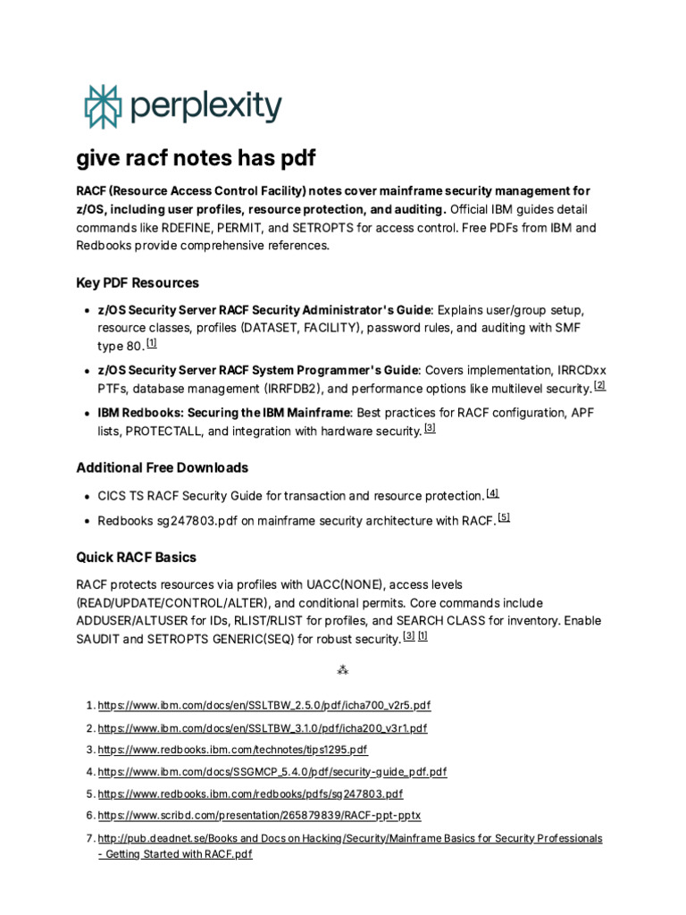 RACF Mainframe Security Management Guide | PDF