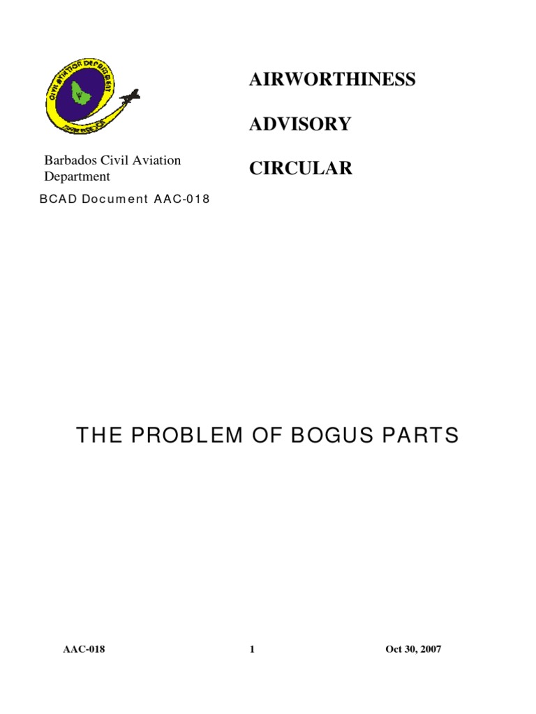 AAC-018 The Problem of Bogus Parts | PDF | Federal Aviation ...