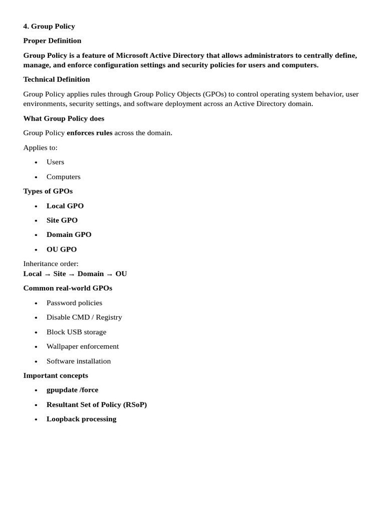 Understanding Group Policy in Active Directory | PDF