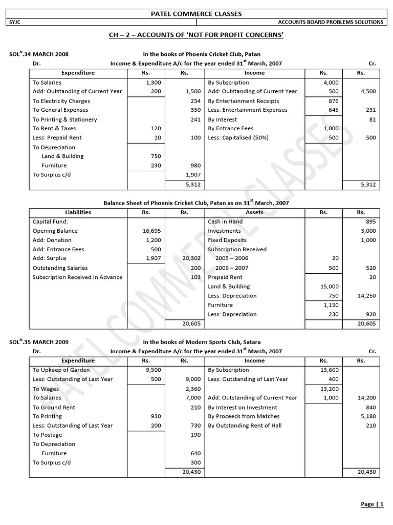Accounts Solutions for Non-Profit Entities | PDF | Expense | Depreciation