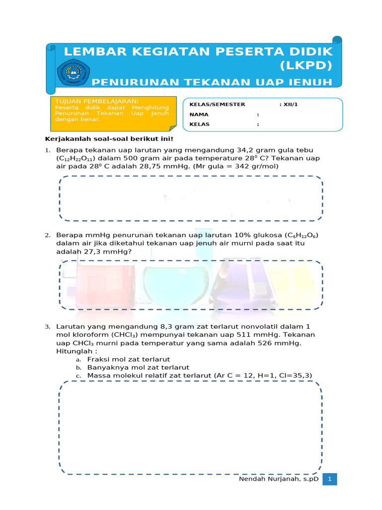 Penurunan Tekanan Uap Jenuh dalam Larutan | PDF