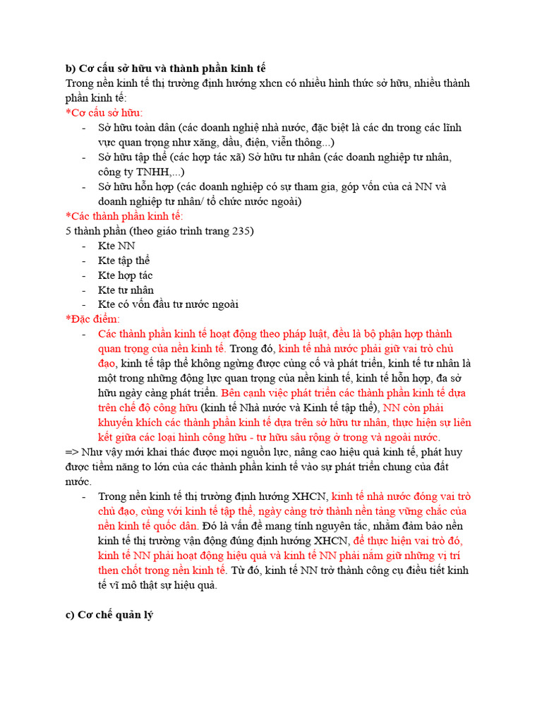 Đặc Trưng Nền KTTH Định Hướng XHCN Của VN | PDF