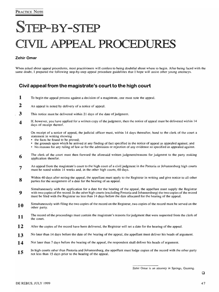 Omar Step by Step Civil Appeal Procedures | PDF