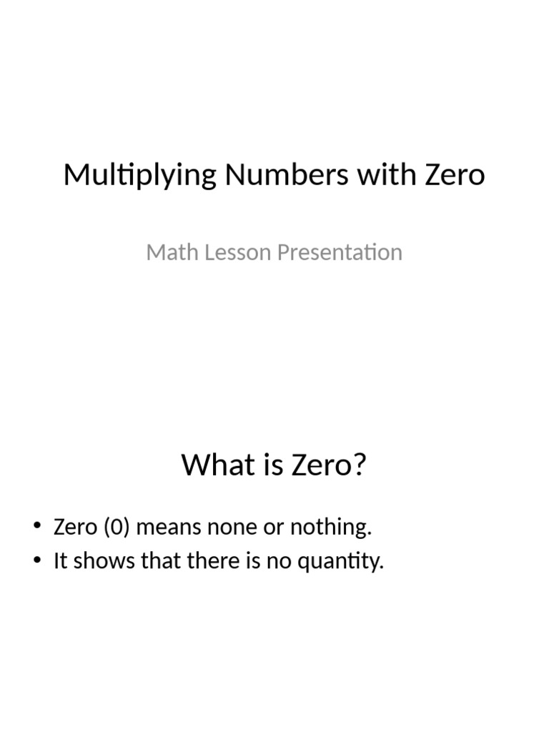Multiplying Numbers With Zero | PDF