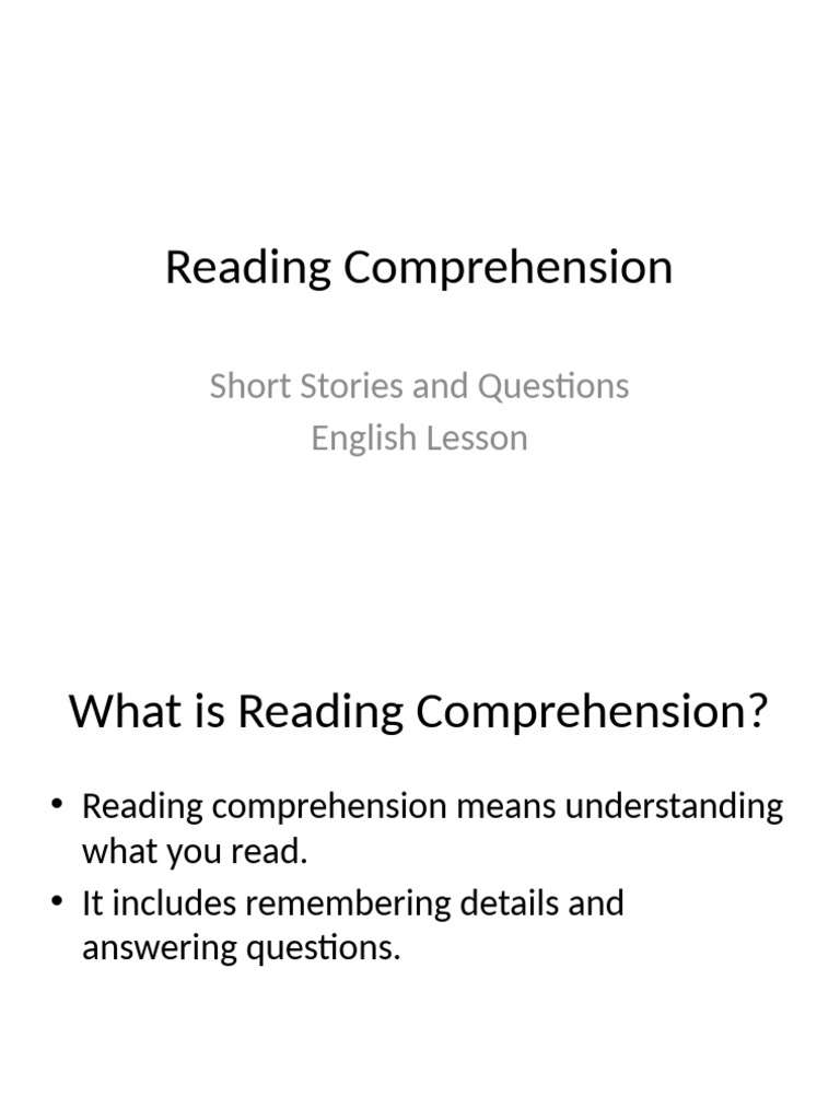 Reading Comprehension Short Stories | PDF