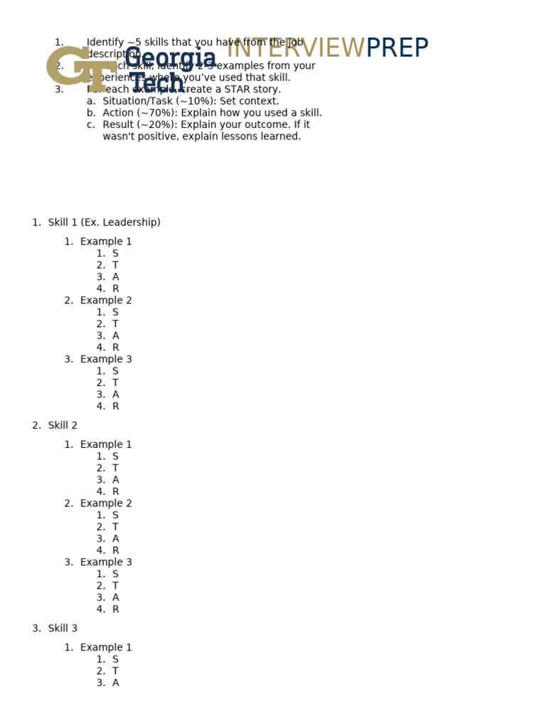 Interview Prep Worksheet | PDF