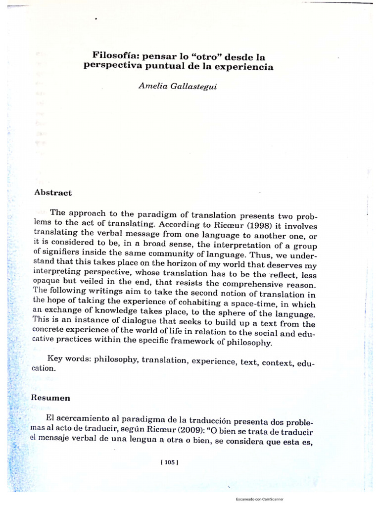 Texto Gallastegui Pensar Lo Otro | PDF