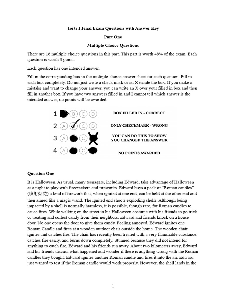 Torts I Final Exam Questions & Answers | PDF | Defamation | Intentional ...