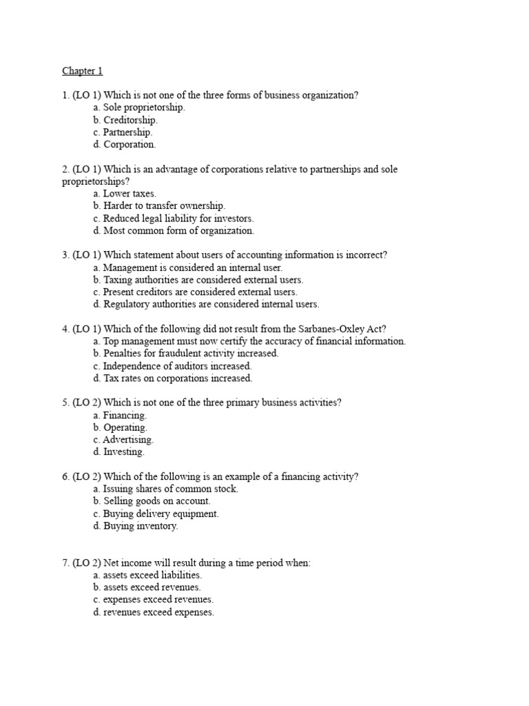 Exam 1 Review MC Questions - Tagged | PDF | Debits And Credits | Equity ...