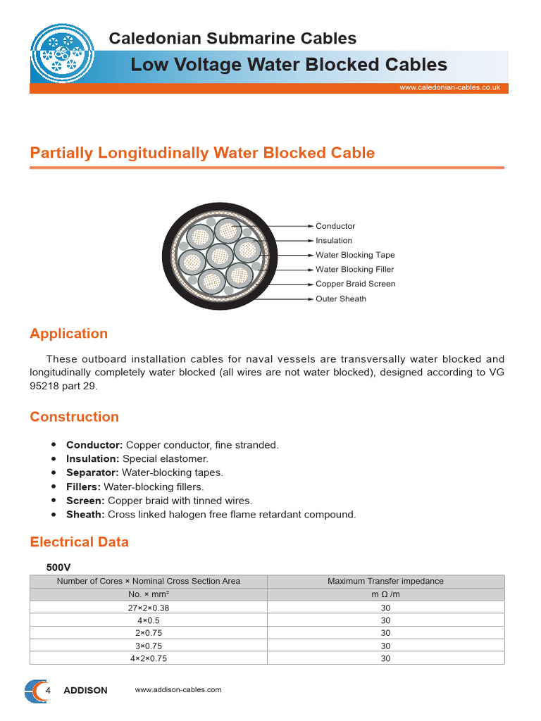 Low Voltage Water Blocked Cables Guide | PDF | Wire | Electricity