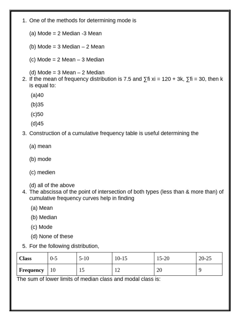 Statistical Methods for Mode and Median | PDF | Arithmetic Mean | Mean