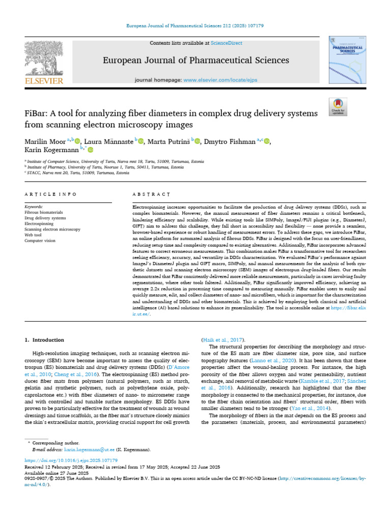 FiBar: A Tool For Analyzing Fiber Diameters in Complex Drug Delivery ...