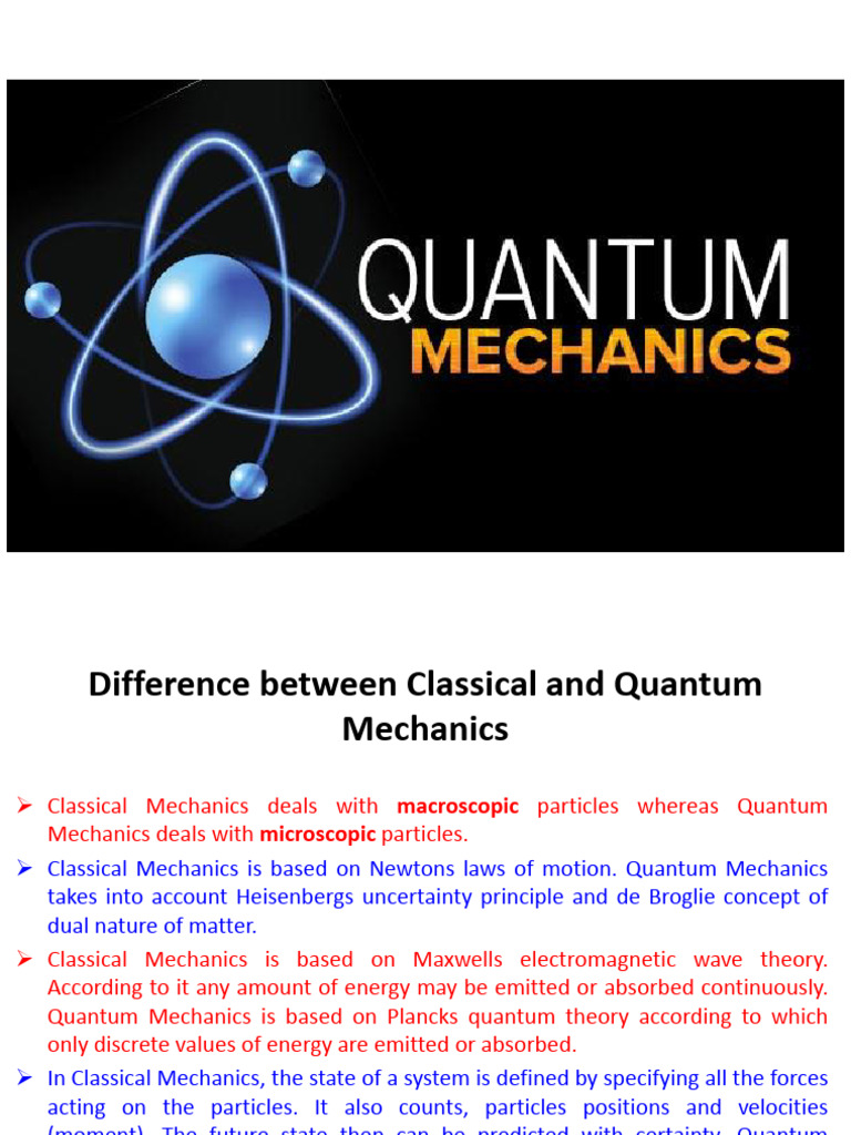 Classical vs Quantum Mechanics Explained | PDF | Waves | Quantum Mechanics