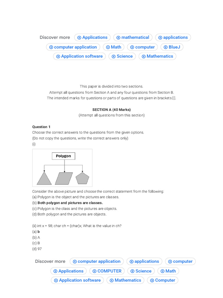 ICSE Computer Applications 2024 - Solved | PDF | Method (Computer ...