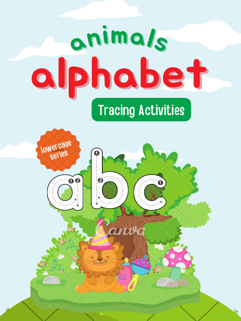 Animals Alphabet Lowercase Tracing Activities Workbook Colorful Cute ...