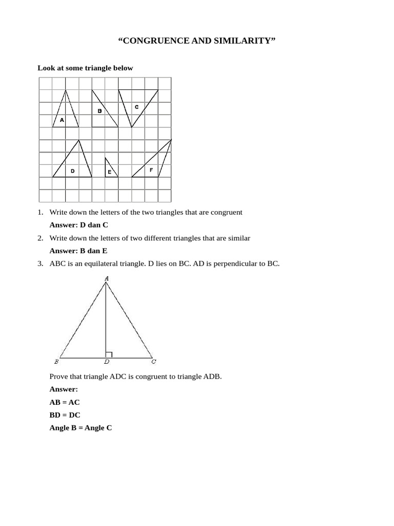 Triangle Congruence and Similarity Guide | PDF