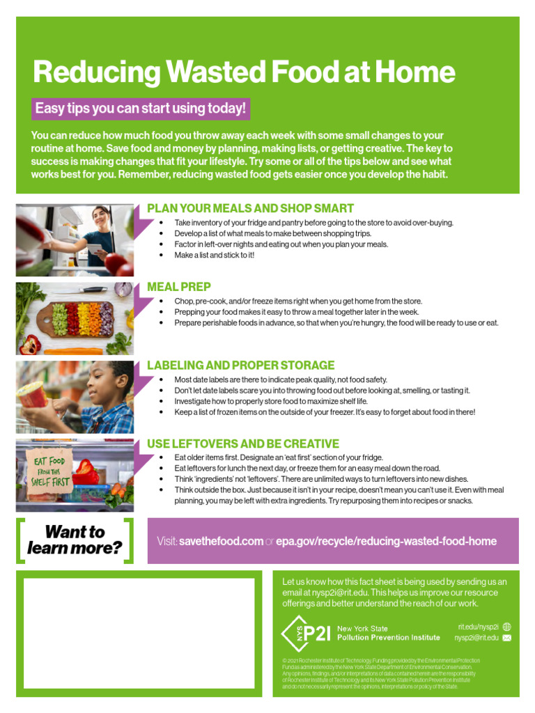 Reduce Food Waste at Home: Tips | PDF | Meal | Refrigerator
