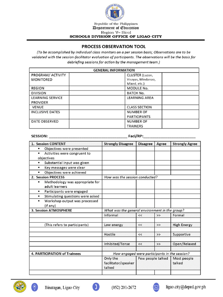 Process Observation Tool | PDF