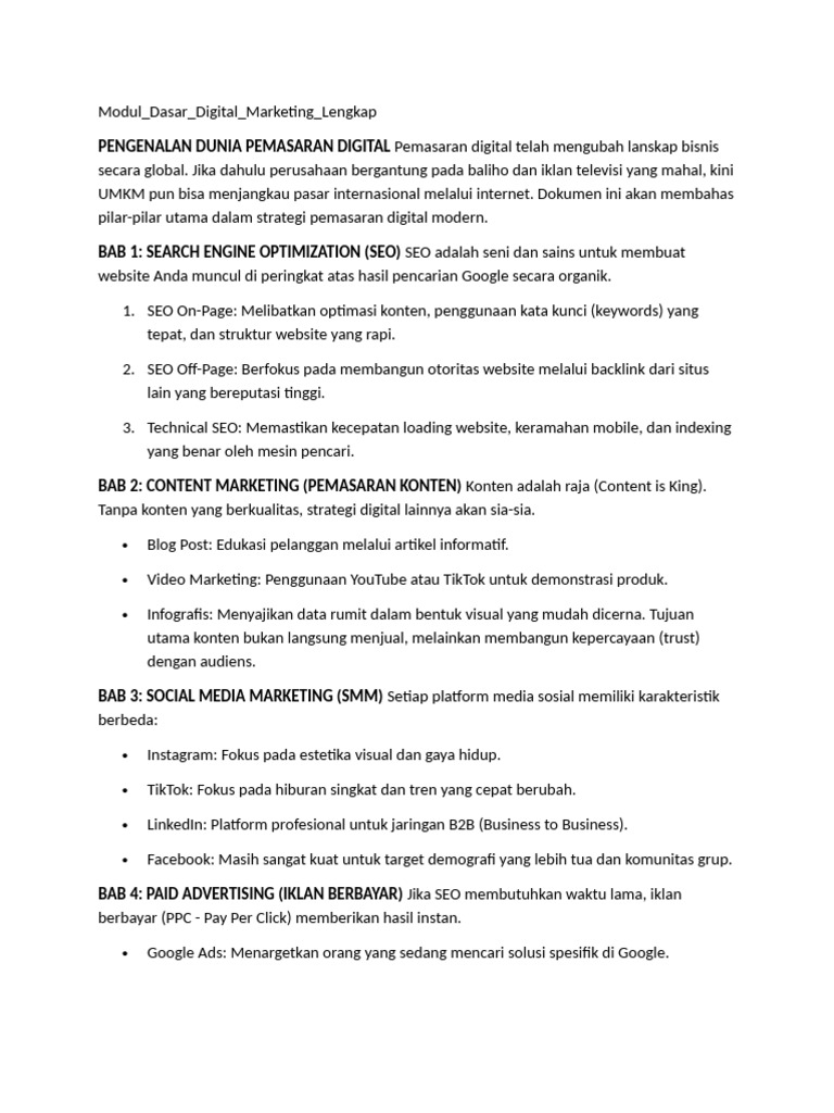 Modul Dasar Digital Marketing Lengkap | PDF