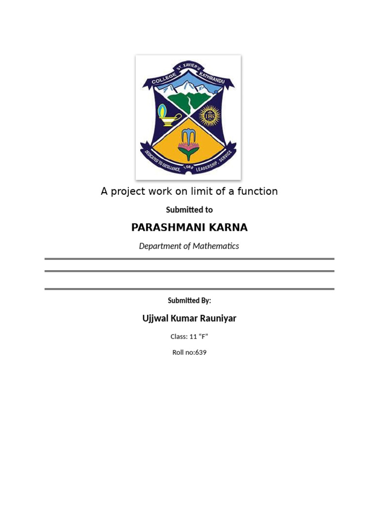 A Project Work On Limit of A Function | PDF