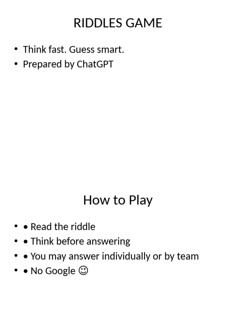 Riddles Game | PDF