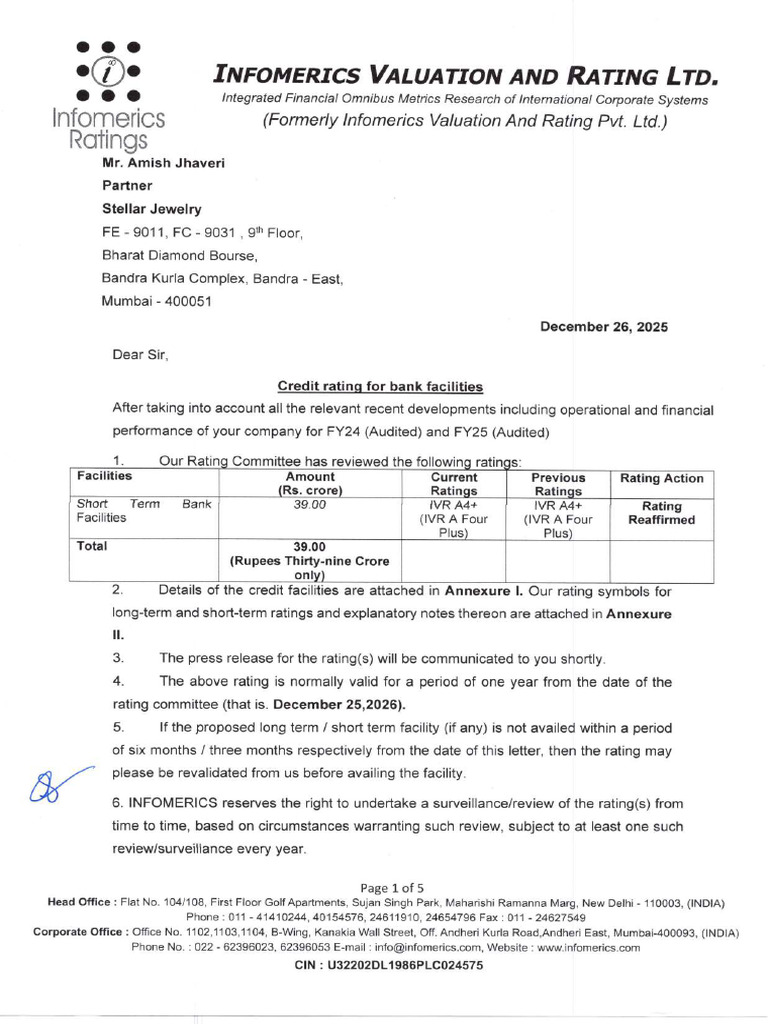 Rating Letter - Stellar Jewelry - Compressed | PDF