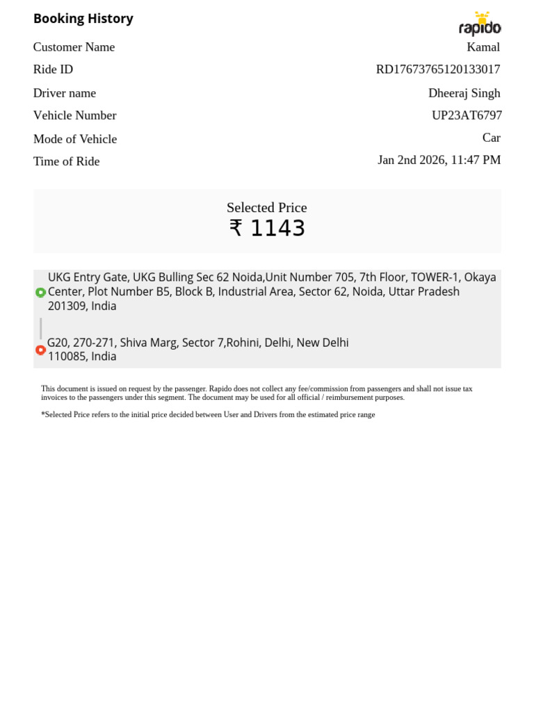Cab Bill | PDF