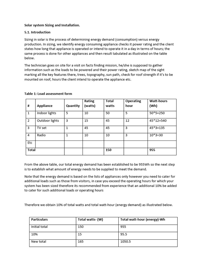 Solar System Sizing Guide and Installation | PDF | Solar Panel | Power ...