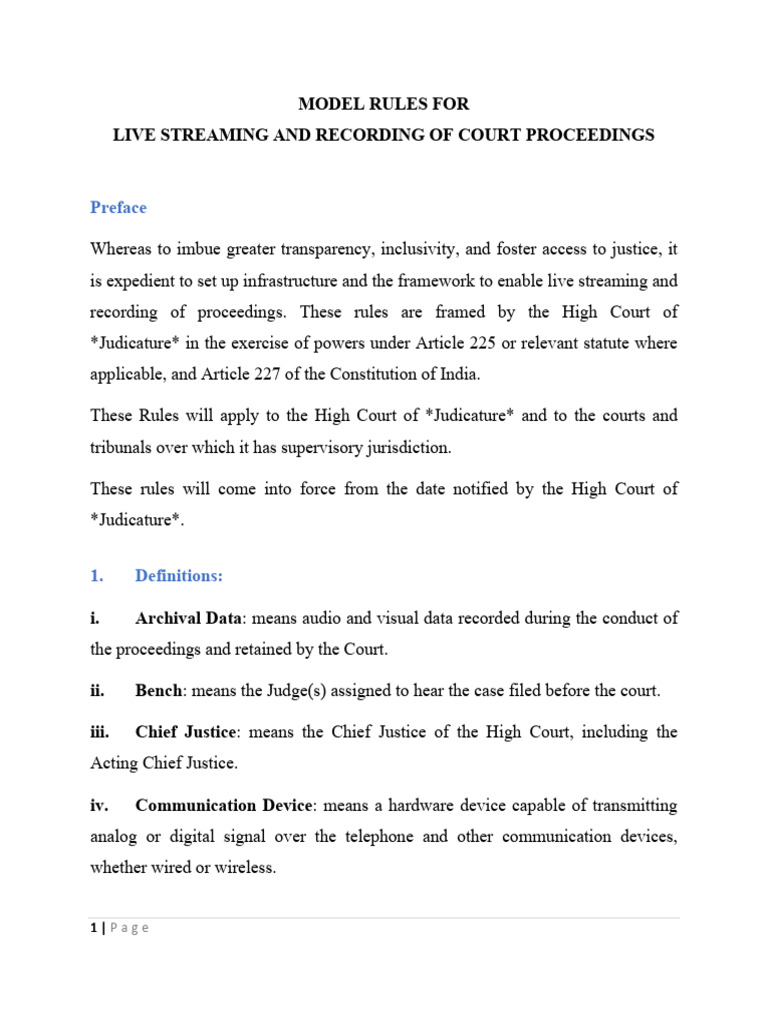 Model Rules For VC Hearing Recording | PDF | Public Law | Justice