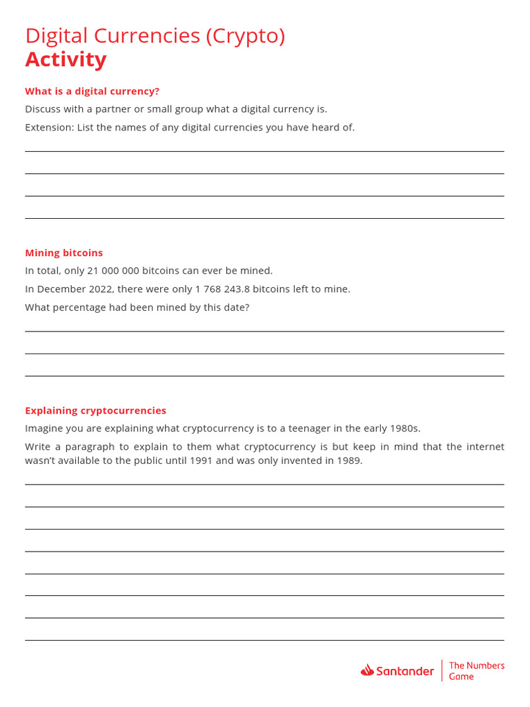 Digital Currencies (Crypto) - Activity Sheet | PDF