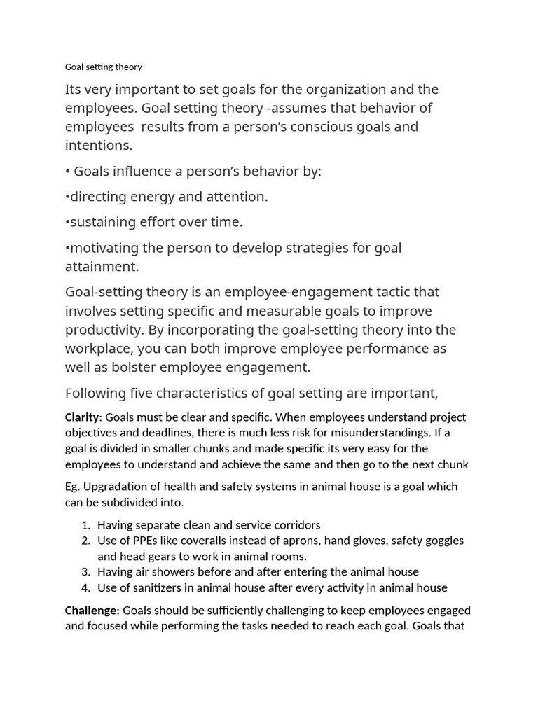 Goal Setting Theory | PDF | Goal Setting | Goal