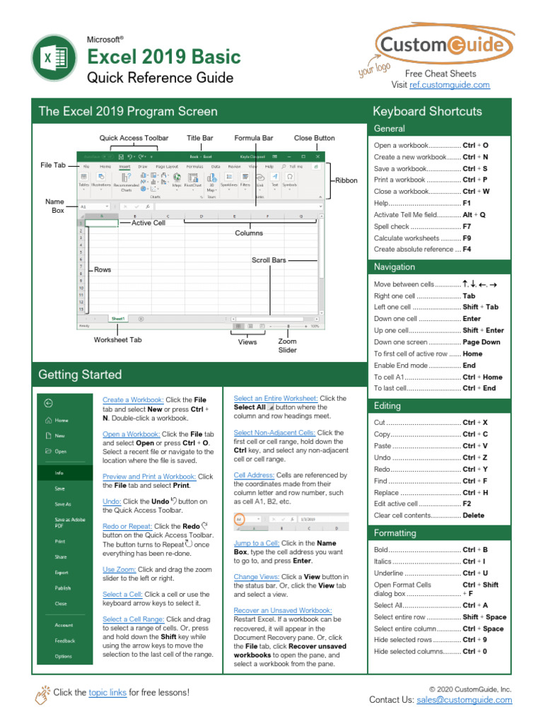 Ms Excel2019 CustomGuide | PDF | Microsoft Excel | Software