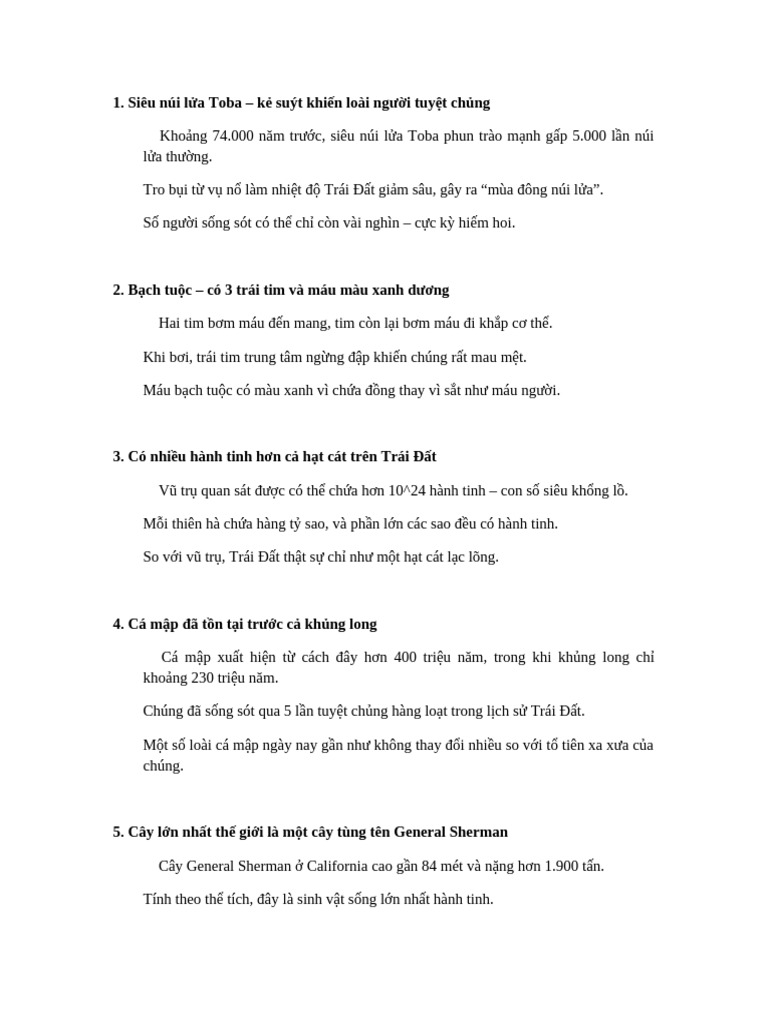 5 Fact Ve The Gioi | PDF