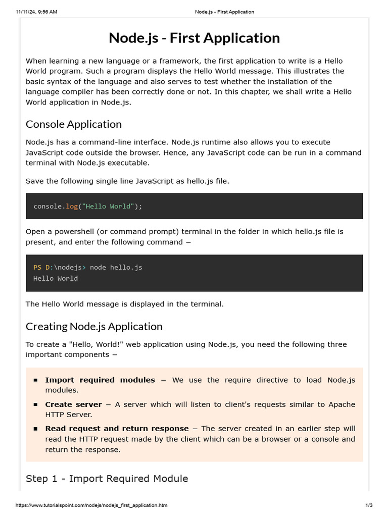 Create Your First Node.js App | PDF | Command Line Interface | Software ...