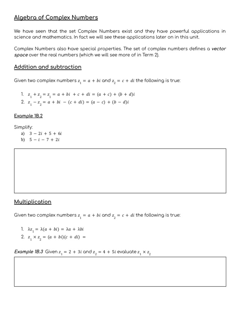 Algebra of Complex Numbers Explained | PDF | Mathematics | Number Theory