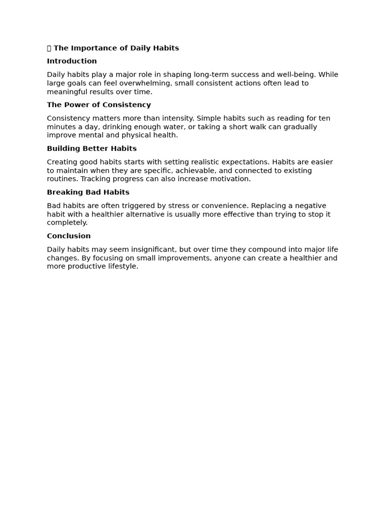 Importance of Daily Habits | PDF