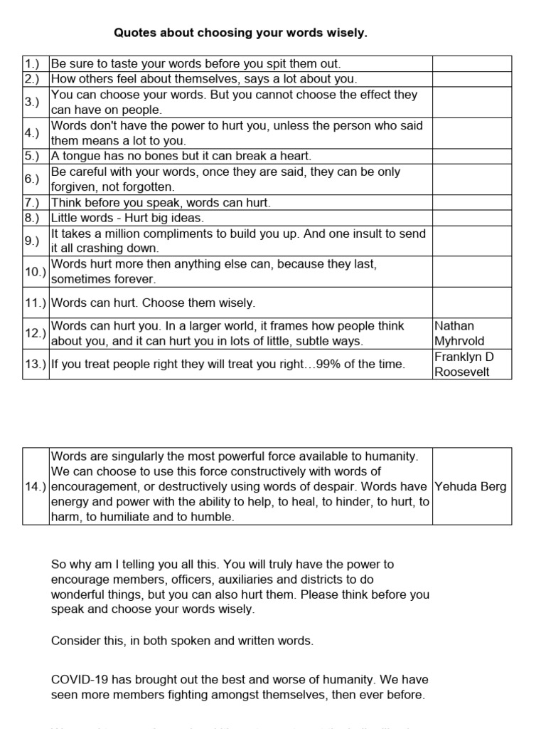 Choose Your Words Wisely | PDF