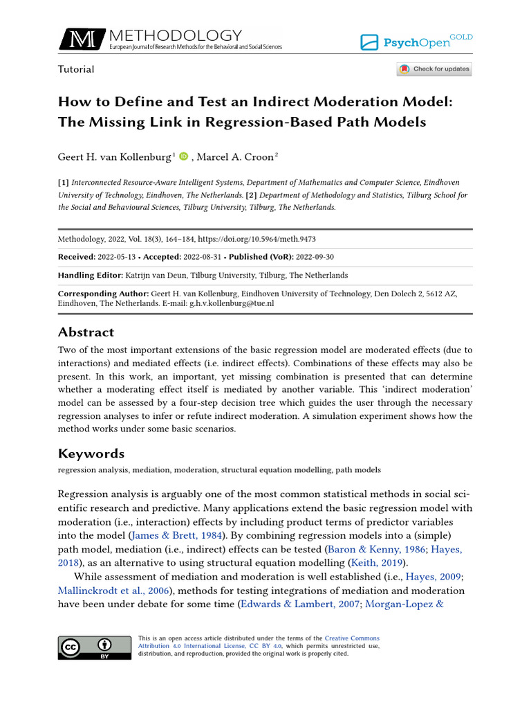How To Define and Test An Indirect Moderation Model: The Missing Link ...