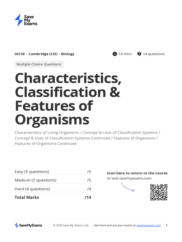 1 1 Characteristics Classification and Features of Organisms ...
