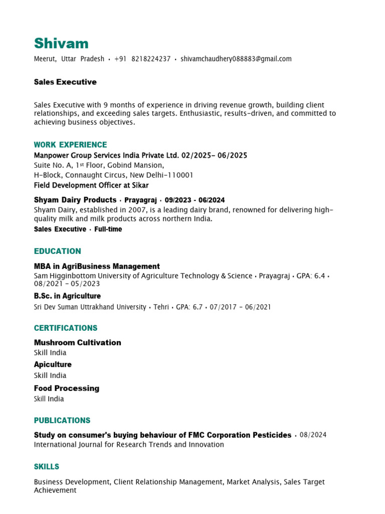 Resume - Shivam | PDF