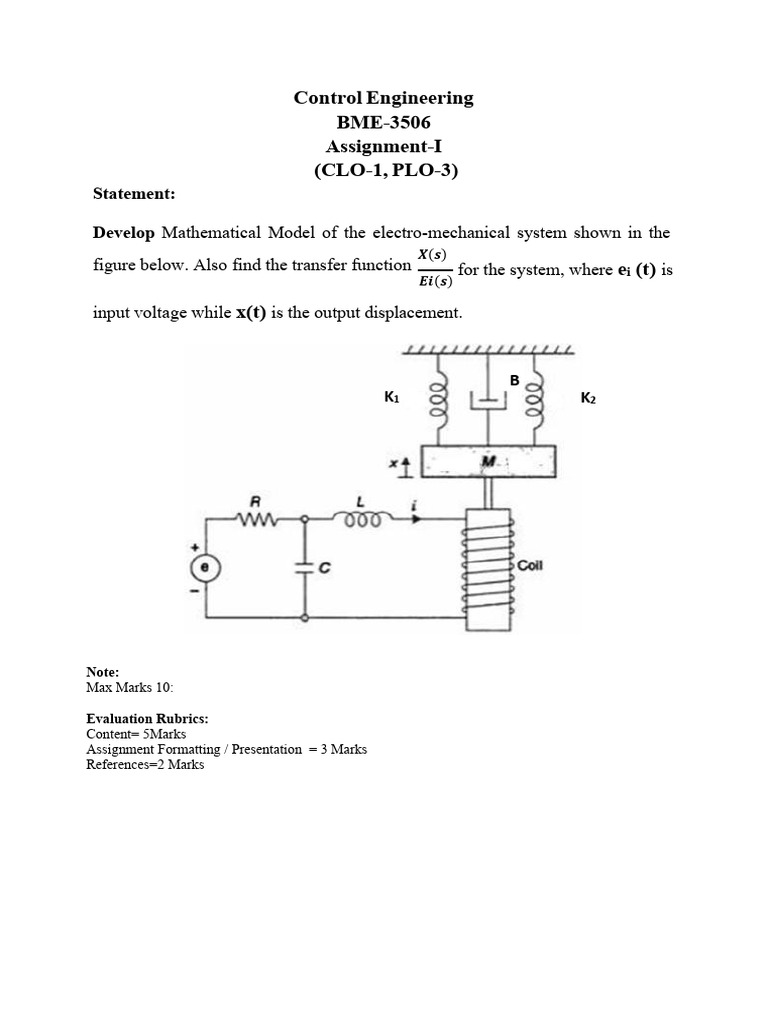 Electro-Mechanical System Modeling Assignment | PDF