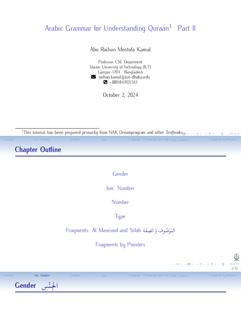 Arabic Part 2 | PDF | Grammatical Gender | Grammatical Number