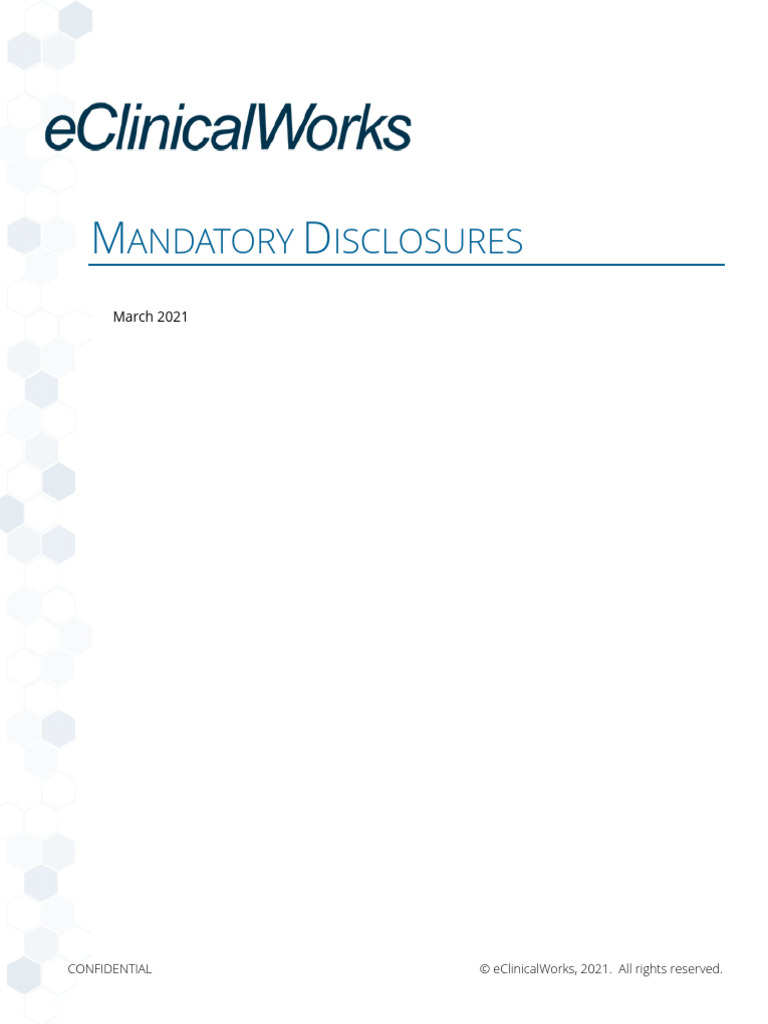 eClinicalWorks Mandatory Disclosures Guide | PDF | Electronic Health ...
