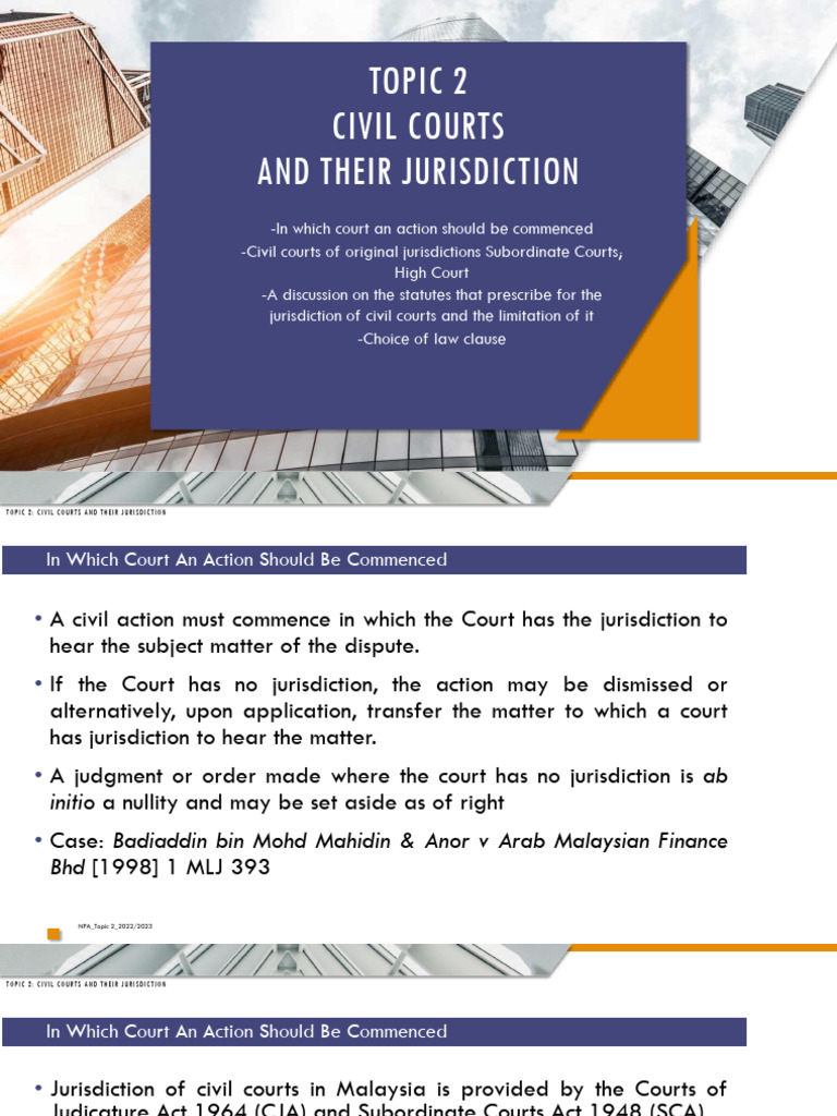 Topic 2-Civil Courts and Jurisdiction | PDF | Judiciaries | Justice