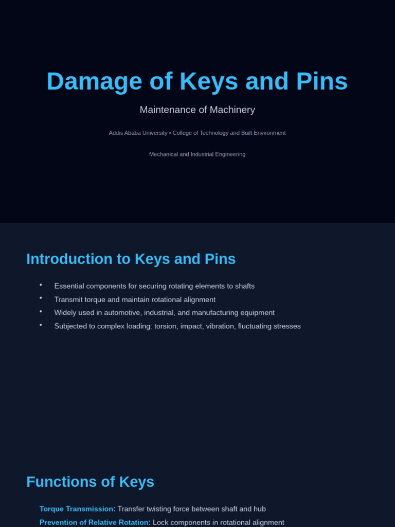 Keys and Pins Damage | PDF | Wear | Lubricant