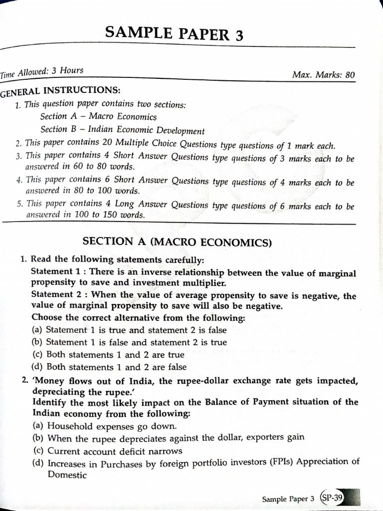 Sample Paper 3 | PDF