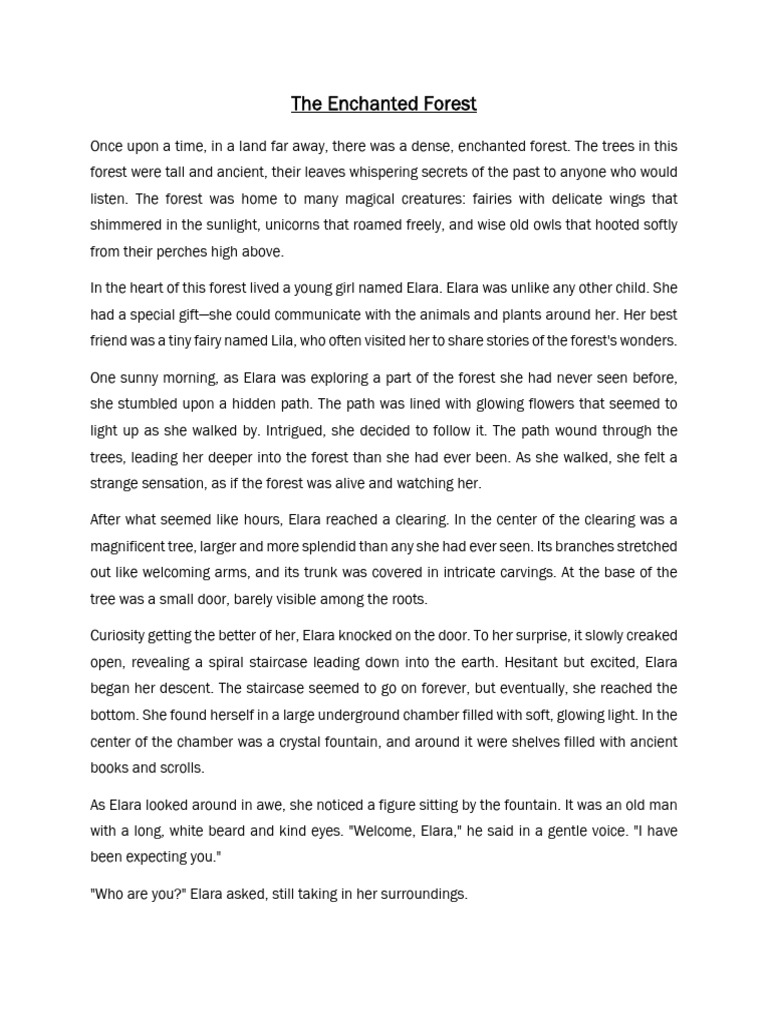 Elara's Journey in the Enchanted Forest | PDF | Trees