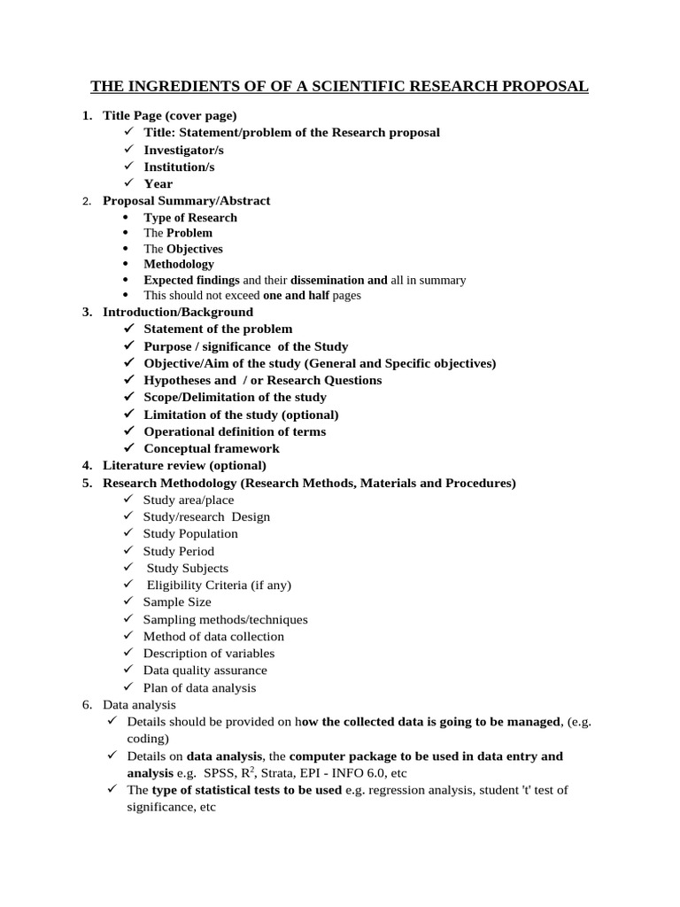 Elements of A Scientific Research Proposal | PDF | Data Analysis | Data