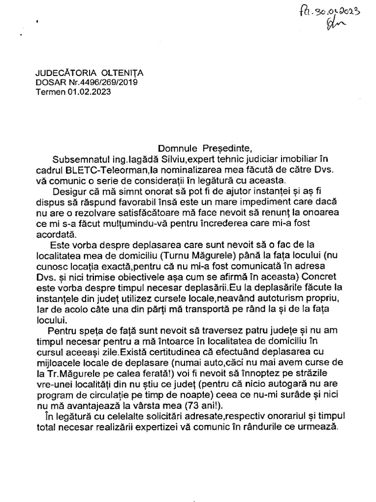 Model Adresa Refuz Expertiza | PDF