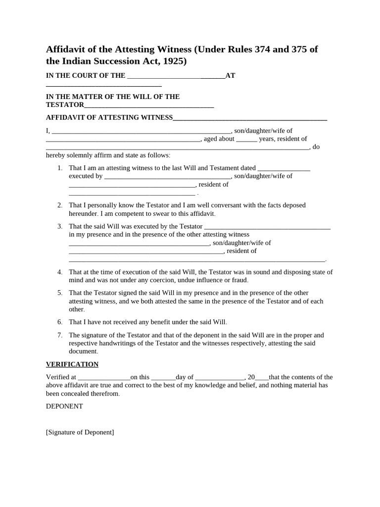 Affidavit of the Attesting Witness | PDF